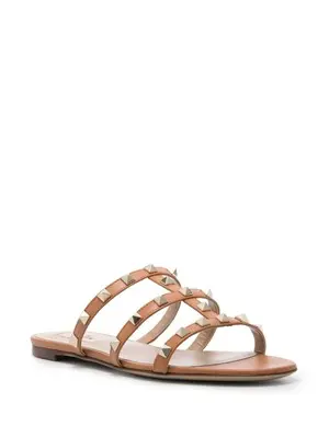 Valentino Garavani Rockstud Flat Sandals - Brown