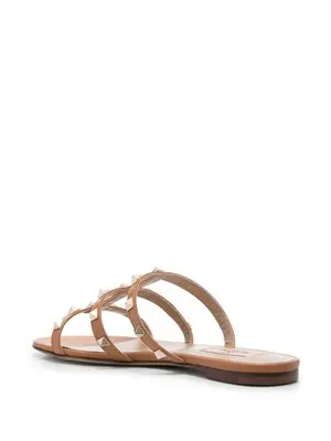 Valentino Garavani Rockstud Flat Sandals - Brown