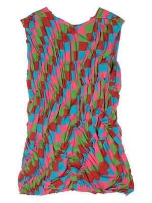 Comme Des Garçons Check-pattern Ruched Top - Pink