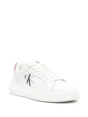 Calvin Klein Logo-print Leather Sneakers - White