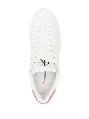 Calvin Klein Logo-print Leather Sneakers - White