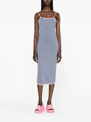 Fendi Mirror Intarsia Knit Midi Dress