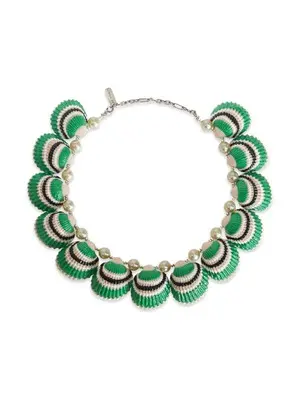 Etro Faux-pearl And Shell Necklace - Green