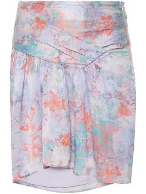 IRO PARIS Theoline Printed Silk Mini Skirt - Purple