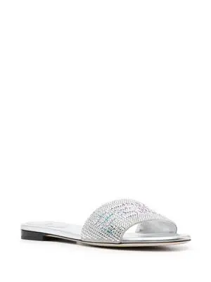 Fendi Crystal-embellished Leather Sandals