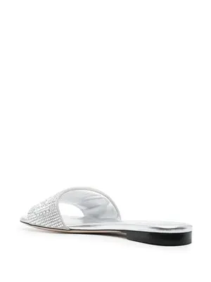 Fendi Crystal-embellished Leather Sandals