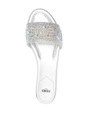 Fendi Crystal-embellished Leather Sandals