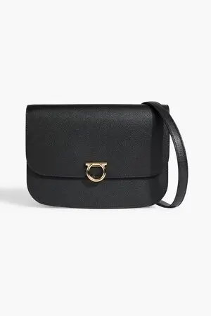 FERRAGAMO Textured Leather Shoulder Bag - Black