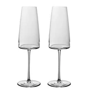 VILLEROY & BOCH Set Of 2 Crystal Metrochic Champagne Flutes - Clear