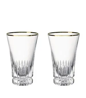 VILLEROY & BOCH Set Of 2 Grand Royal Gold Tall Tumblers - Clear