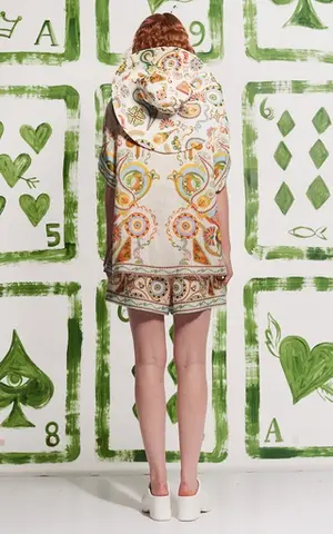 ALEMAIS Pinball Tie-neck Printed Linen Shirt