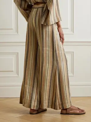 Lisa Marie Fernandez Striped Linen-blend Wide-leg Pants
