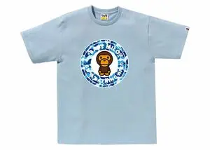 A BATHING APE Abc Camo Milo Busy Works Tee Shirt Sax/blue