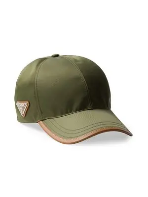 Prada Men's Re-Nylon And Leather Baseball Cap - Green  - Green