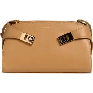FERRAGAMO Hug Soft Leather Convertible Bag - Light Camel