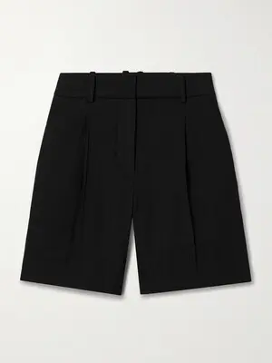 Veronica Beard Noemi Pleated Linen-blend Shorts