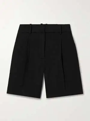 Veronica Beard Noemi Pleated Linen-blend Shorts