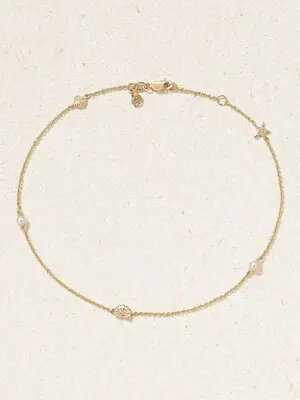 SYDNEY EVAN Seashell 14-karat Diamond And Pearl Anklet