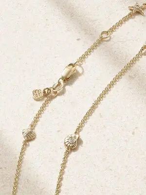 SYDNEY EVAN Seashell 14-karat Diamond And Pearl Anklet