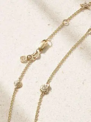 SYDNEY EVAN Seashell 14-karat Diamond And Pearl Anklet
