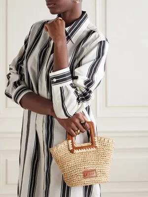Staud Sienna Mini Raffia Tote - Brown