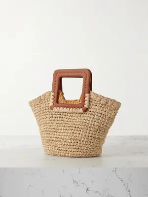 Staud Sienna Mini Raffia Tote - Brown