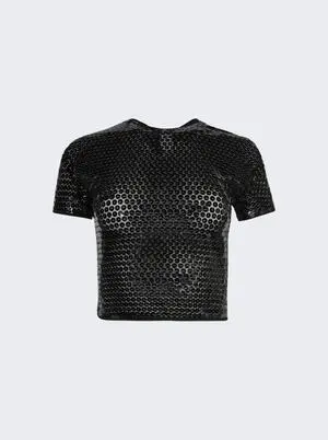 MUGLER Sequin-embellished Crop Top - Black