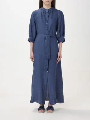 120% Lino Maxi Dress - Navy