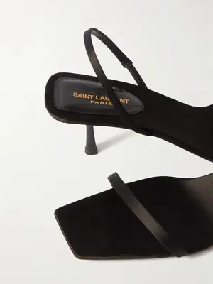 Saint Laurent Jaspe Satin Slingback Sandals