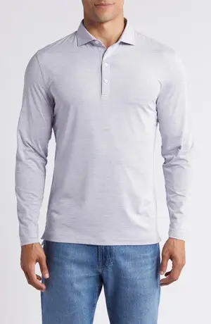Johnnie-o Swing Long Sleeve Performance Polo - Light Gray
