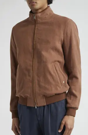 Thom Sweeney Linen Bomber Jacket