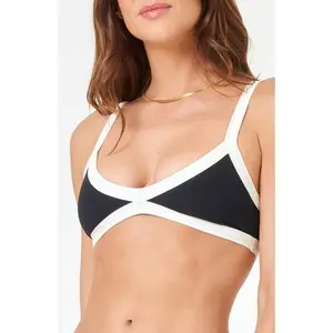 L*Space Taylor Rib Bikini Top - Black/ Cream