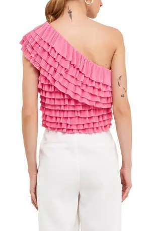 Endless Rose Ruffle One-shoulder Top