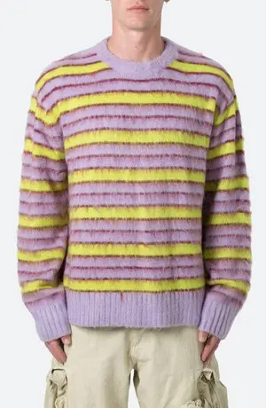 Mnml Striped Faux Mohair Sweater