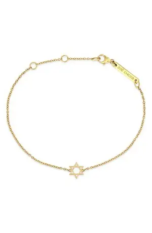 Zoe Chicco Star Of David Pendant Bracelet - Yellow Gold