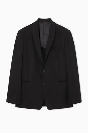 Cos Single-breasted Linen Blazer Black