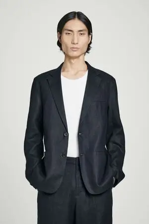 Cos Single-breasted Linen Blazer - Blue