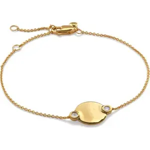 Monica Vinader Monica Vinader Lab Created Diamond Engravable Disc Bracelet Yellow Gold