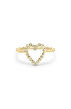 Zoe Chicco Diamond Heart Ring - Yellow Gold