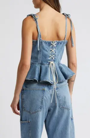 RE/DONE Peplum Denim Camisole