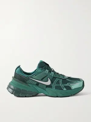 Nike V2k Leather, Rubber And Mesh Sneakers - Green