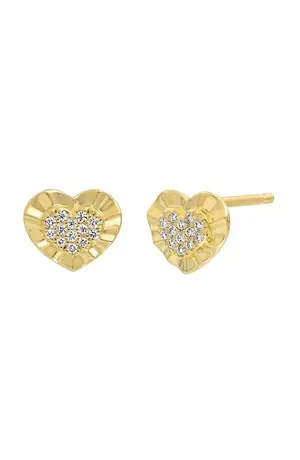 Bony Levy Icon Pavé Diamond Heart Stud Earrings - 18k Yellow Gold