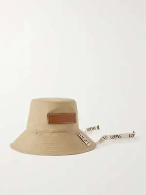 Loewe Loewe + Paula's Ibiza Appliquéd Cotton-Canvas Bucket Hat Beige