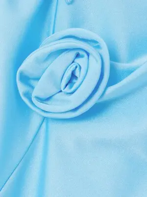 Coperni Floral-appliquéd Stretch-satin Gown - Blue