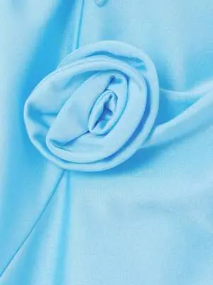 Coperni Floral-appliquéd Stretch-satin Gown - Blue