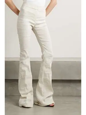 Brandon Maxwell The Fae Crinkled Flared Trousers - Gray
