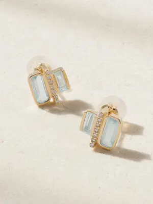 MELISSA JOY MANNING Cityscape 14-karat Recycled Aquamarine And Diamond Earrings - Gold