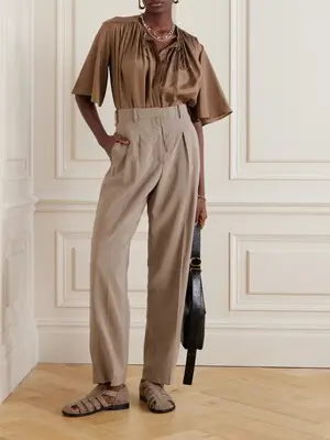 JOSEPH Tarn Pleated Wide-leg Pants