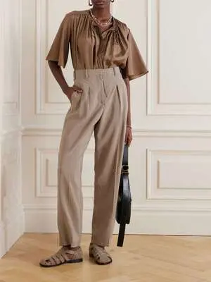 JOSEPH Tarn Pleated Wide-leg Pants