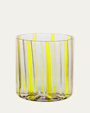 TUTTOATTACCATO Stripe Low Drinking Glass, 11.15 Oz - Lemon Yellow